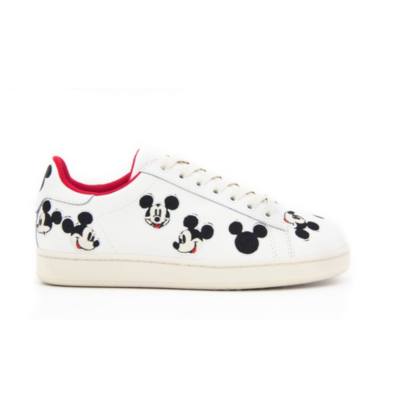 Master of Arts Mickey Mouse White Leather Embroidered Trainers For ...