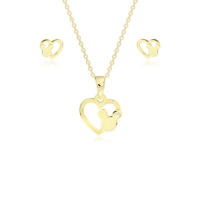 Mickey Mouse Gold-Plated Pendant and Earrings Set | Disney Store