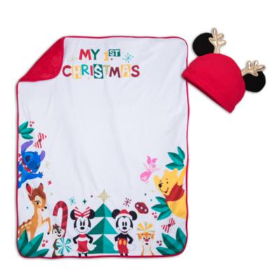 Disney Store Mickey and Friends Christmas Baby Blanket and Hat Photo ...