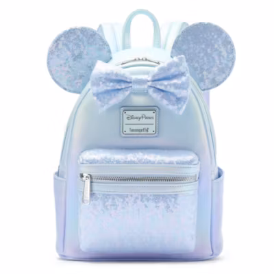 Loungefly Minnie Mouse Sequined Winter Blue Mini Backpack | Disney Store